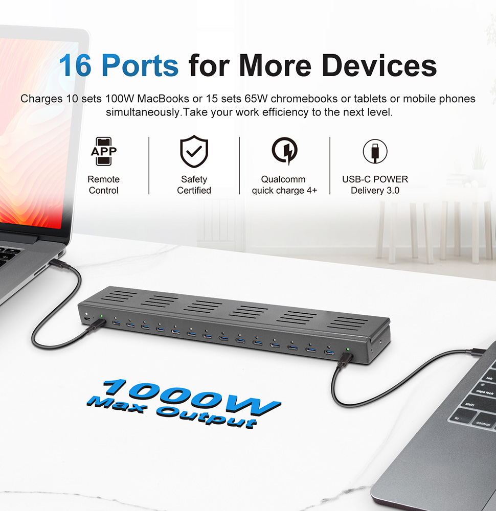 OEM 1000W 16 Ports USB-C Charging Station,1000W 16 Ports USB-C Charging ...